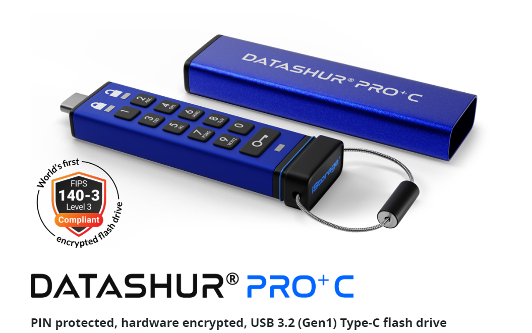 זיכרון נייד פלאש דיסק און קיי מוצפן קשיח iStorage datAshur PRO+C IS-FL ...